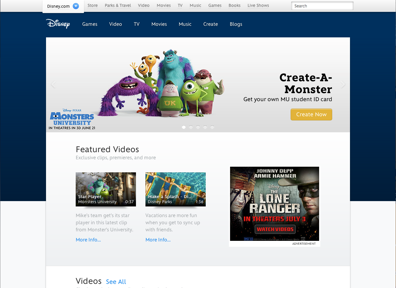 Clean and Lean Design – the new Disney.com – rule of 3